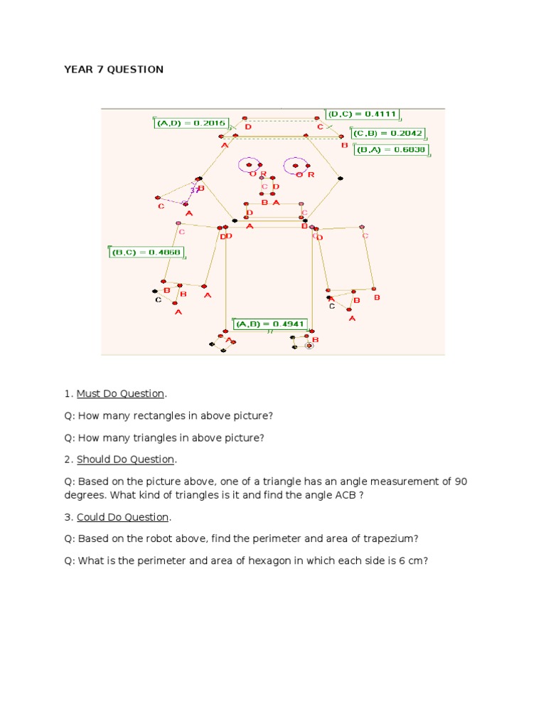 Year 7 Geometry Questions Guide | PDF | Teaching Methods & Materials