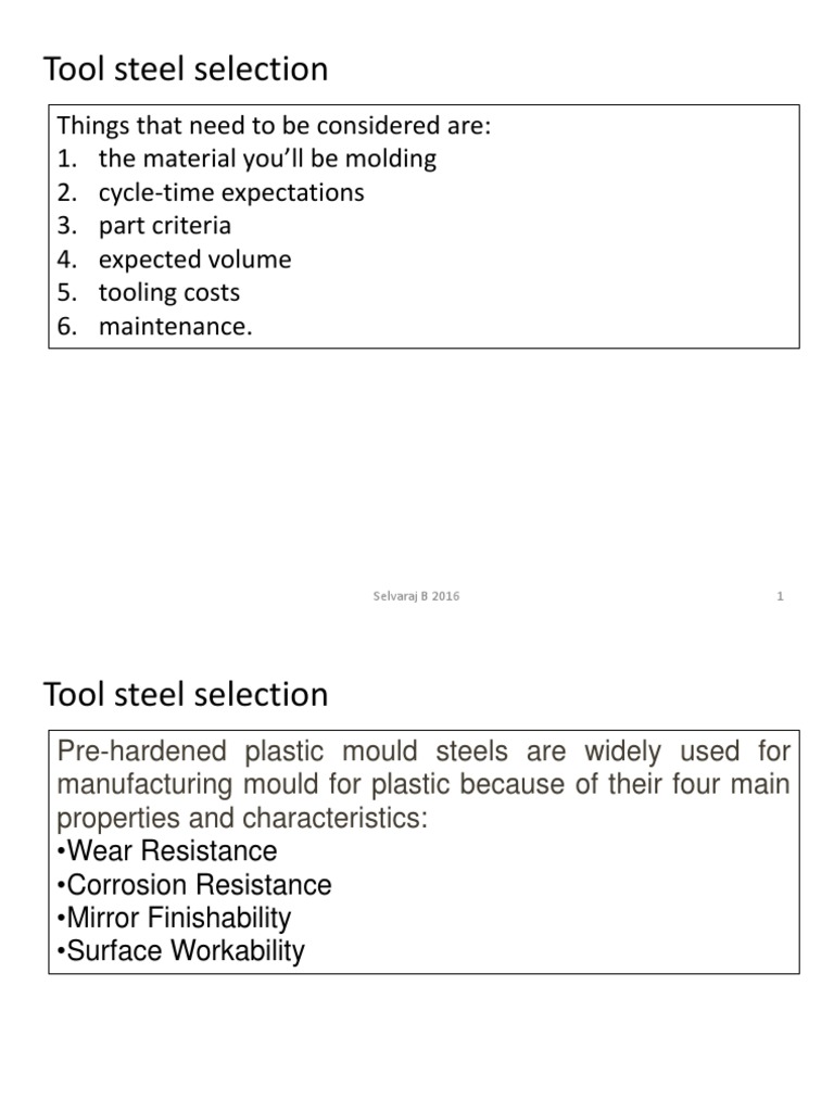 Tool Steel Selection | PDF | Steel | Chemical Substances