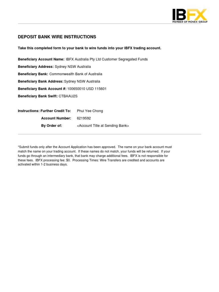 Wire Deposit Form PDF | PDF