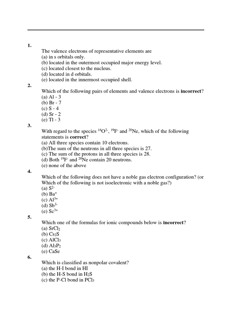 Chemistry Exam Prep Questions | PDF | Chemical Bond | Phase (Matter)