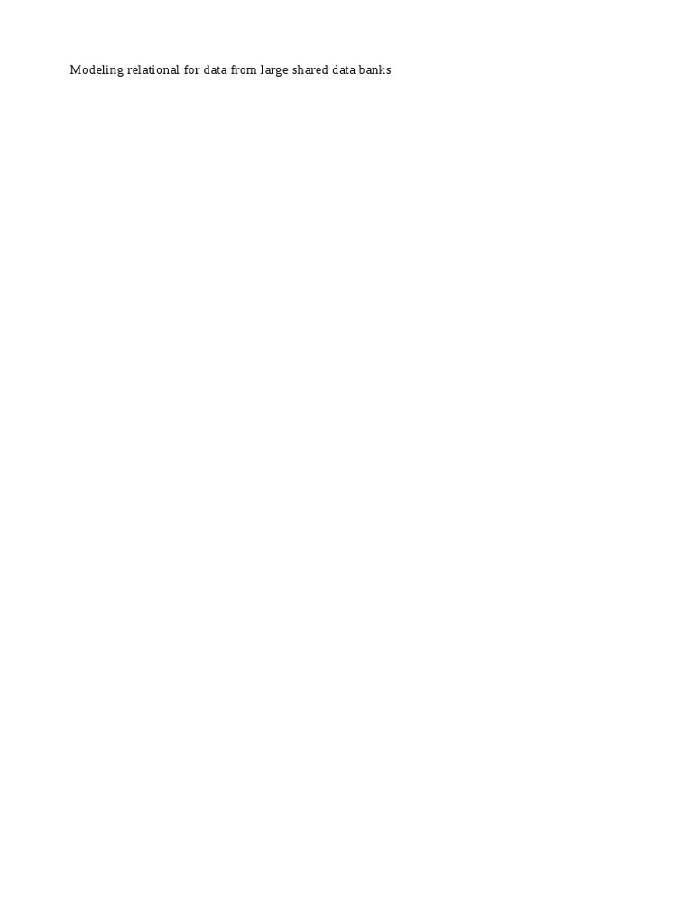 Modeling Relational For Data From Large Shared Data Banks | PDF