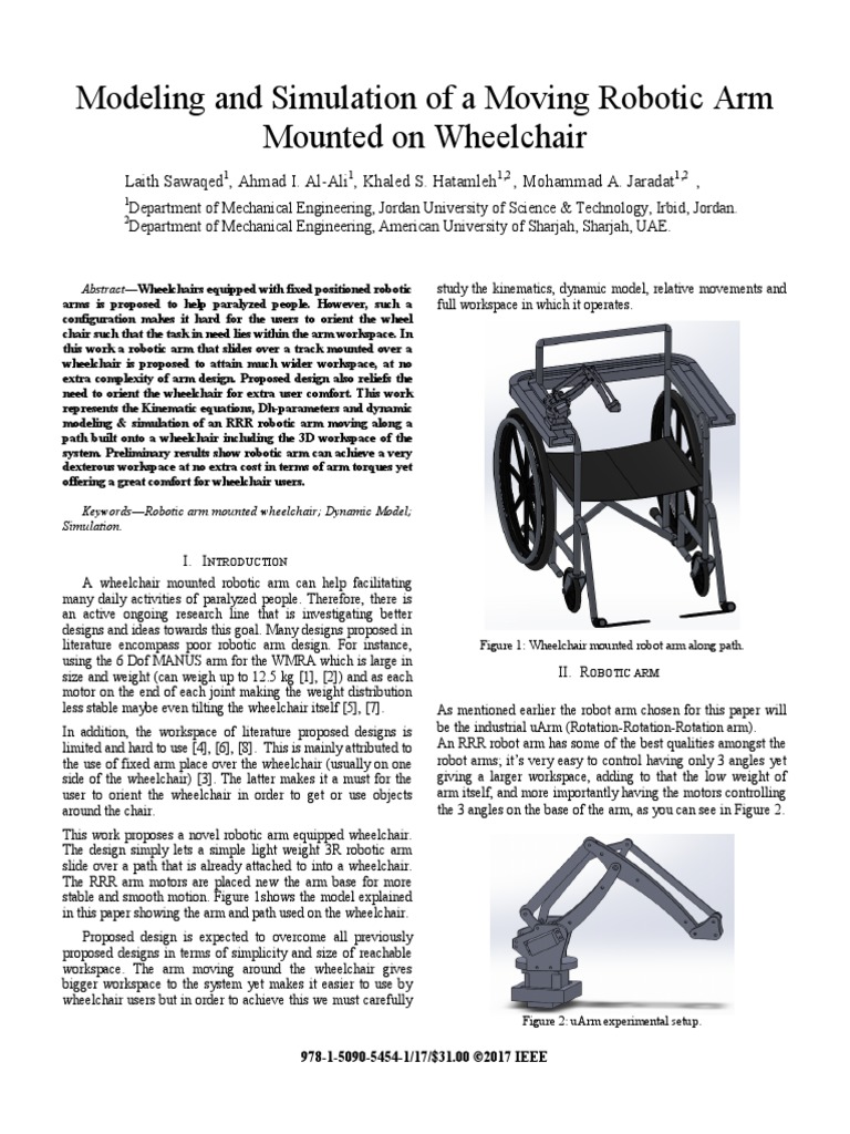 Modeling and Simulation of A Moving Robot Arm Mounted On Wheelchair ...