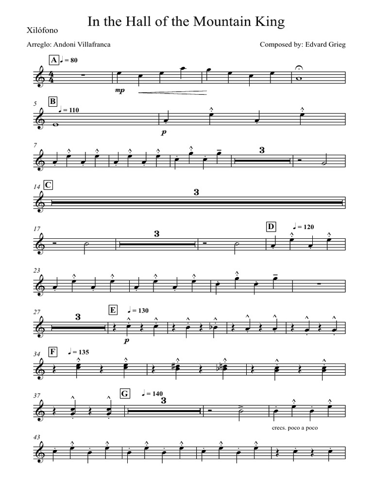 In The Hall of Mountain King Percussion Ensemble - Xilófono | PDF