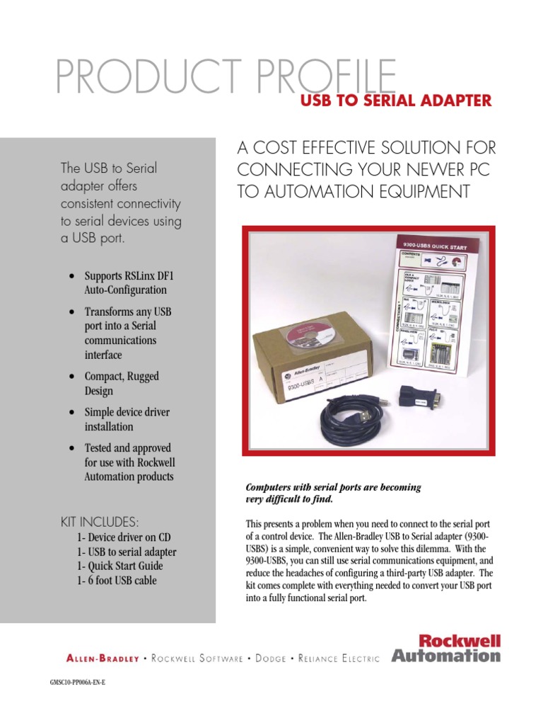 9300-Usbs Usb To Serial Adapter - Gmsc10-Pp006a-En-e | PDF