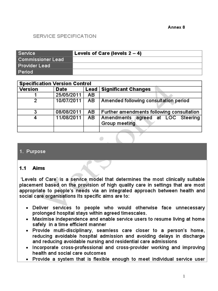Annex 8 LOC Specification Draft | PDF | Physical Therapy | Health Care