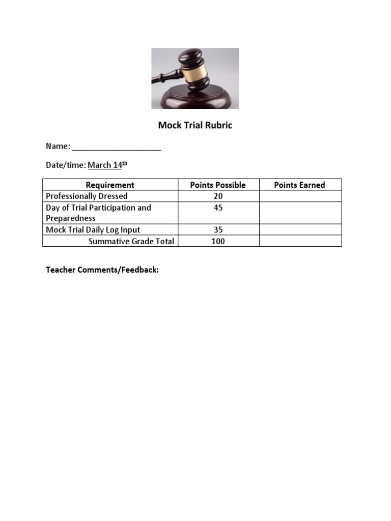 Mock Trial Rubric | PDF