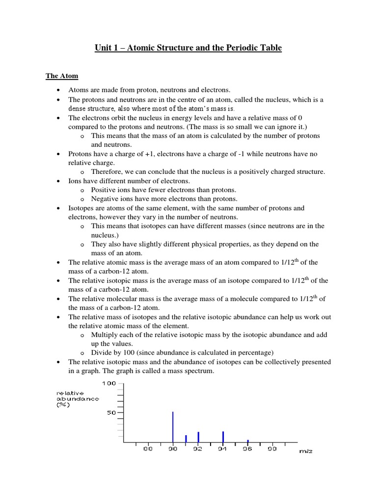 Unit 1 - Atomic Structure and The Periodic Table | PDF | Atomic Orbital ...