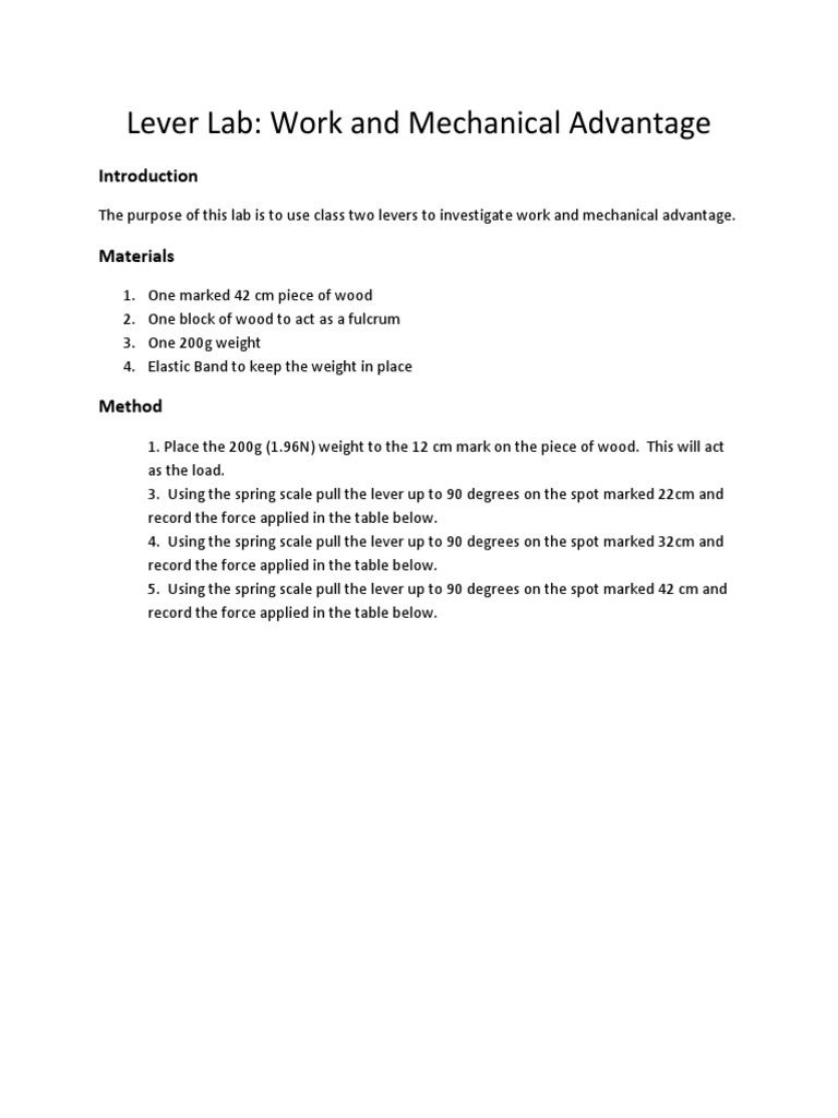 Lever Lab Handout | PDF | Technology & Engineering
