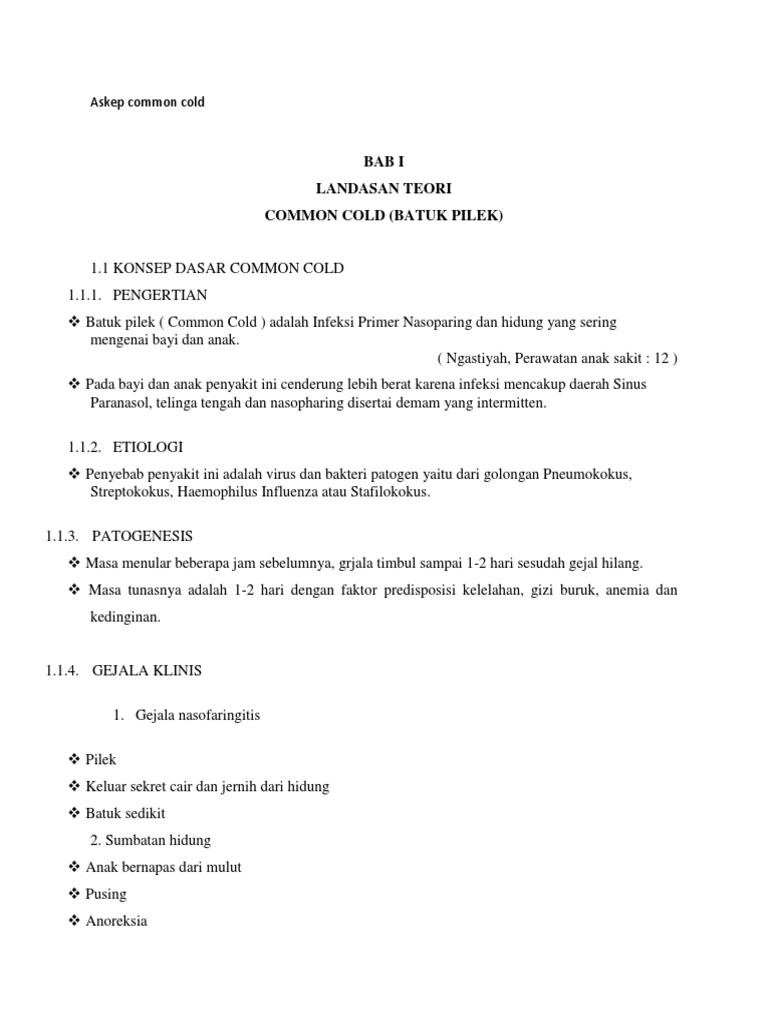 Askep Common Cold | PDF