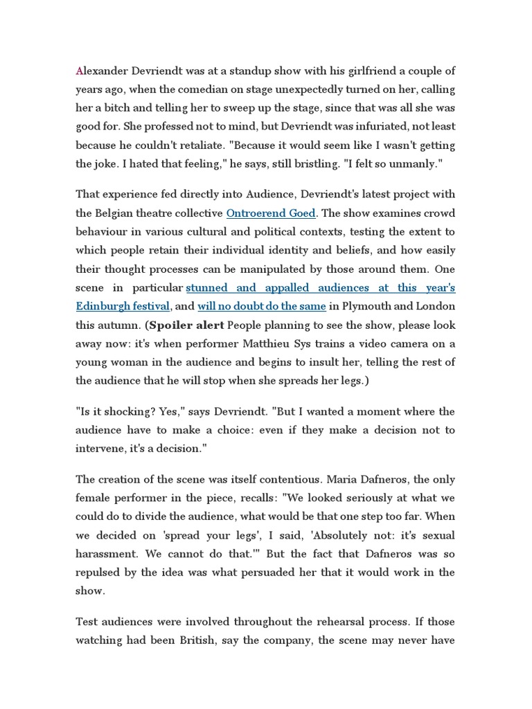 Alexander Devriendt INTERVIEWS | PDF | Theatre | Adolescence