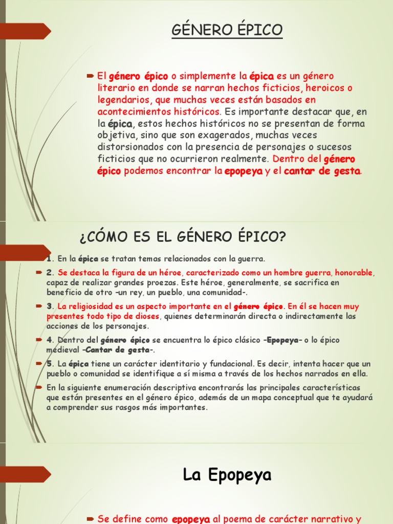 GÉNERO ÉPICO PPT 8°.pptx | Poesía épica | Narración