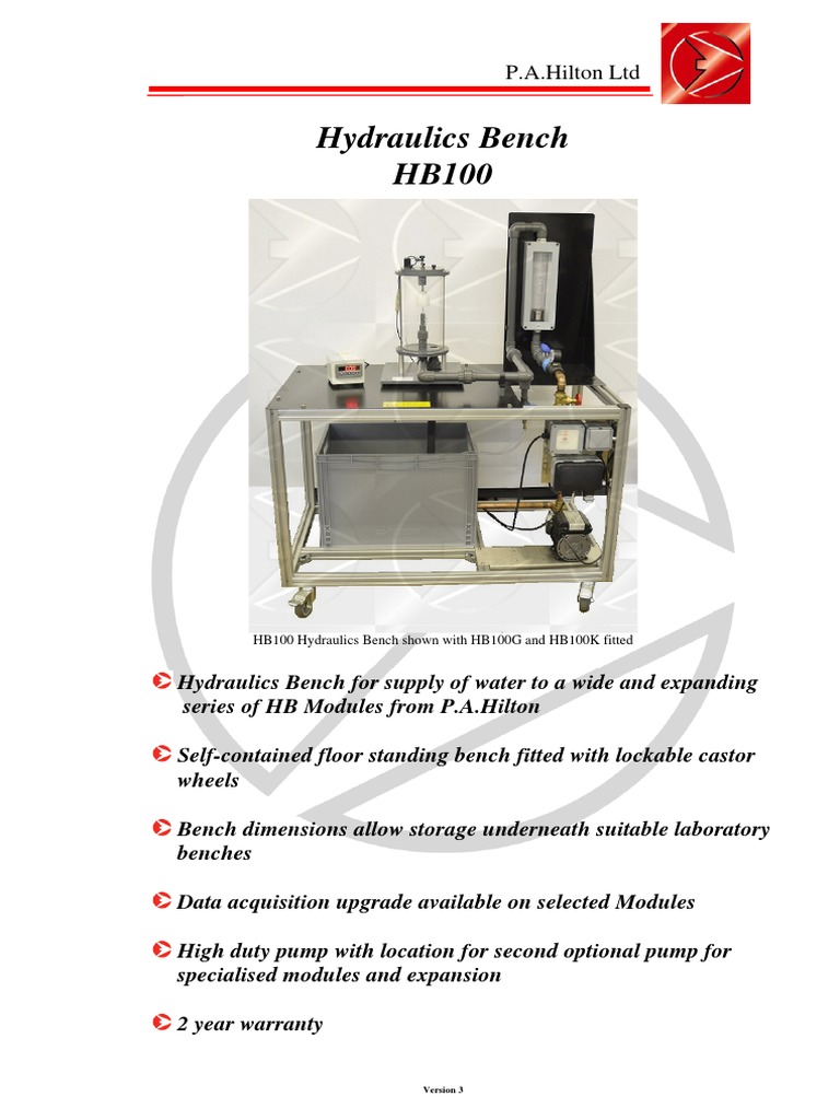 HB100 Hydraulics Bench | Flow Measurement | Buoyancy