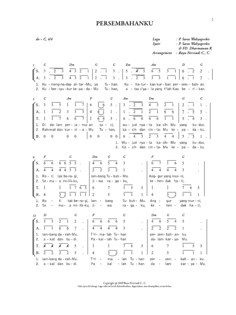 PERSEMBAHANKU (Partitur SATB) | PDF