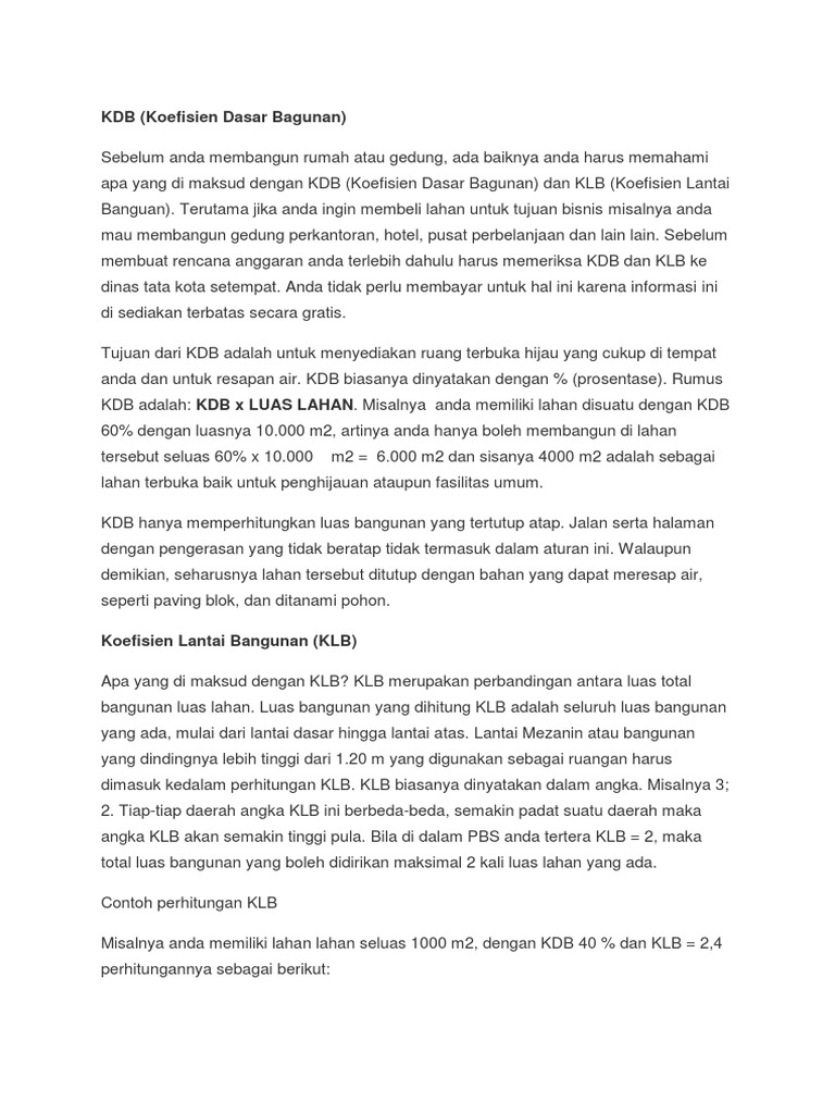 Cara Hitung KDB KLB | PDF