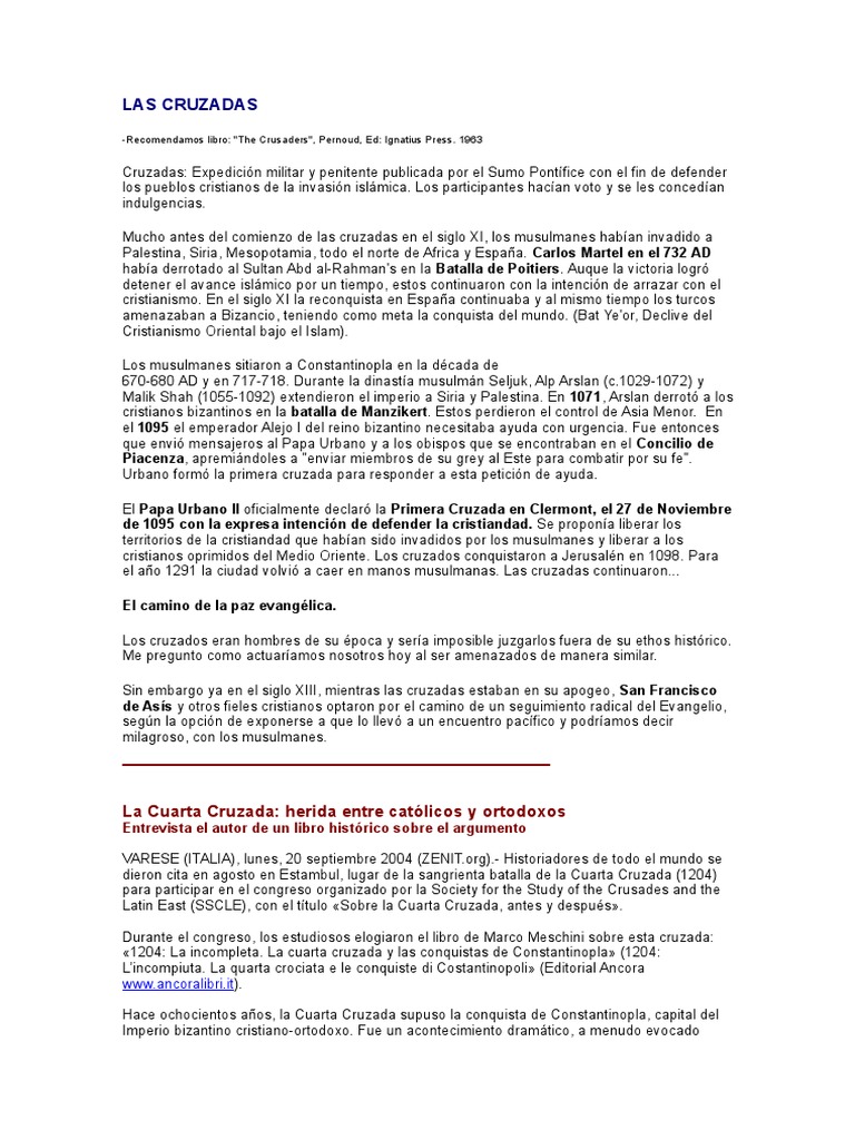 Historia y impacto de las Cruzadas | PDF | Cruzadas | imperio Bizantino