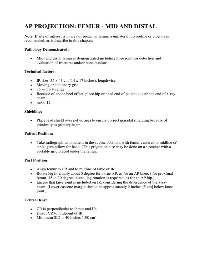 Femur AP Projection | PDF | Pelvis | Knee