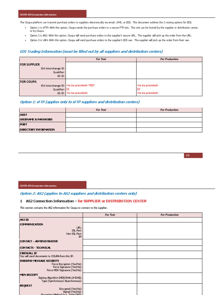 Coupa EDI Connection Information | PDF | Electronic Data Interchange ...