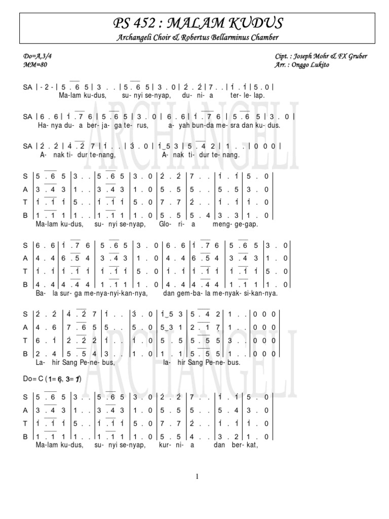 Malam Kudus (Partitur SATB) | PDF