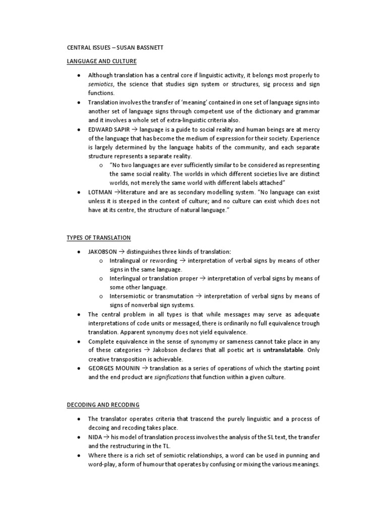 Central Issues | PDF | Translations | Semantics