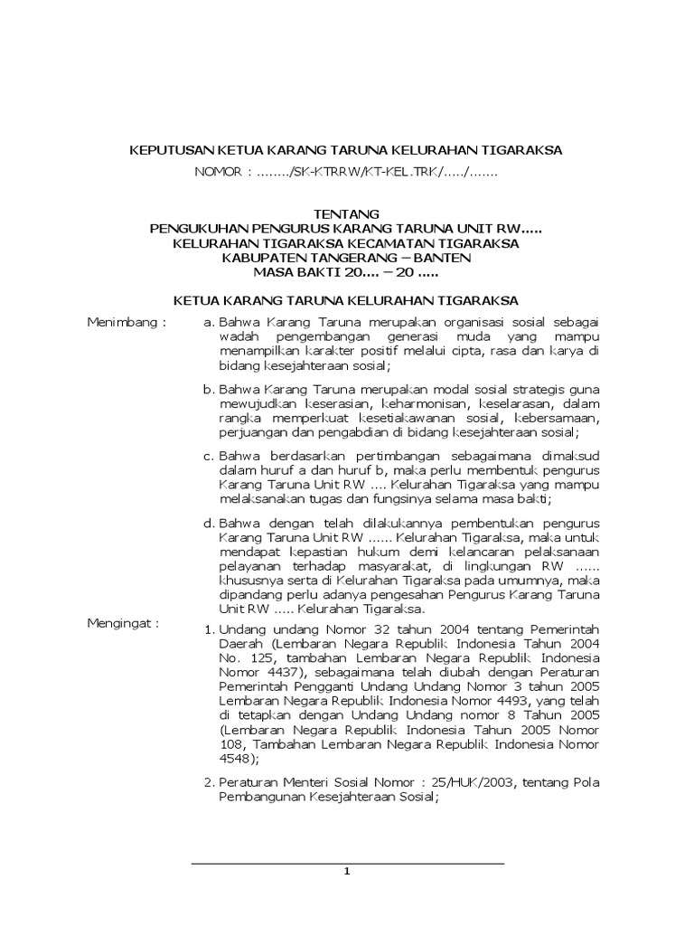 SK Pengukuhan Katar RW | PDF