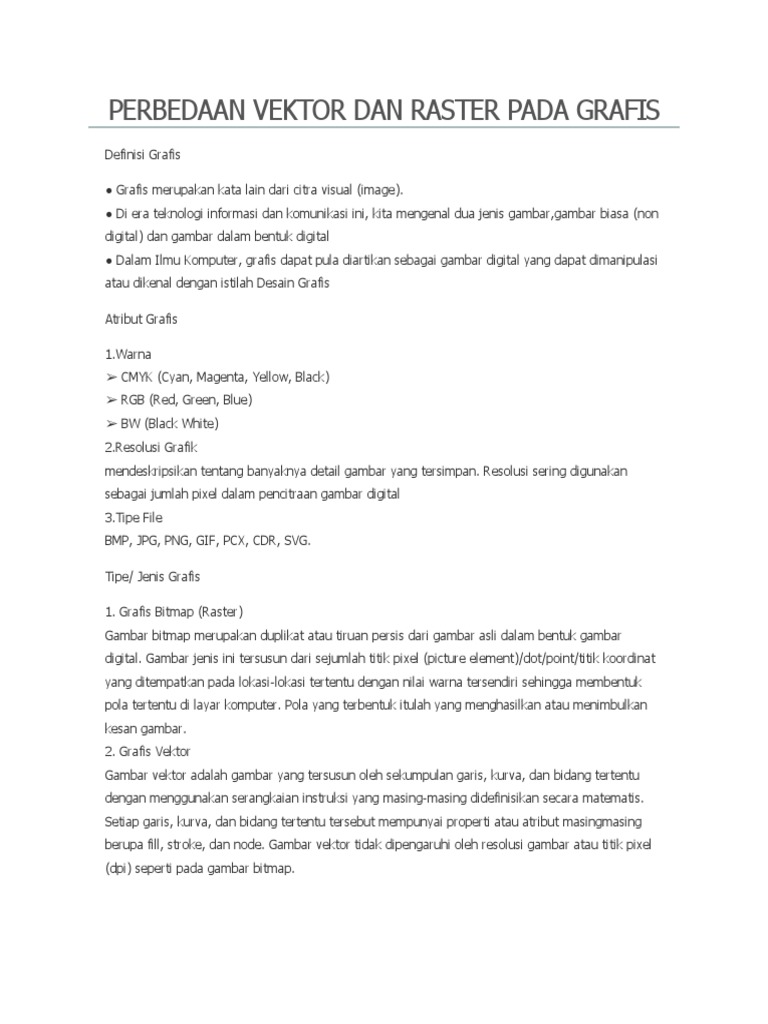 Perbedaan Vektor Dan Raster Pada | PDF