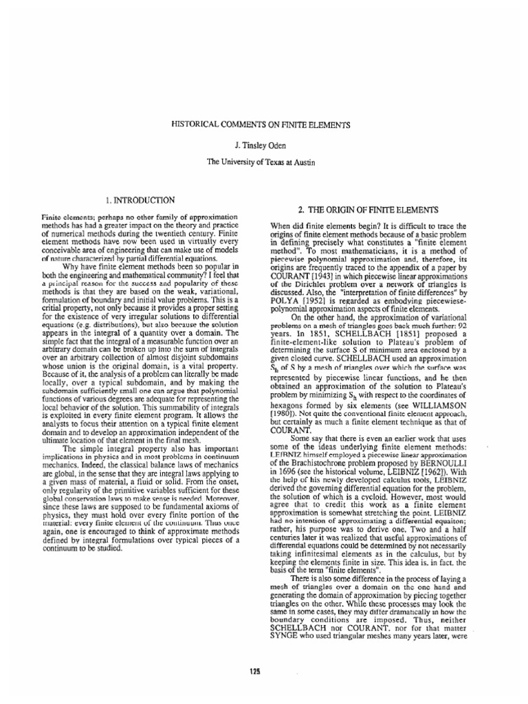 Historical Comments On Finite Elements Oden | PDF | Finite Element ...