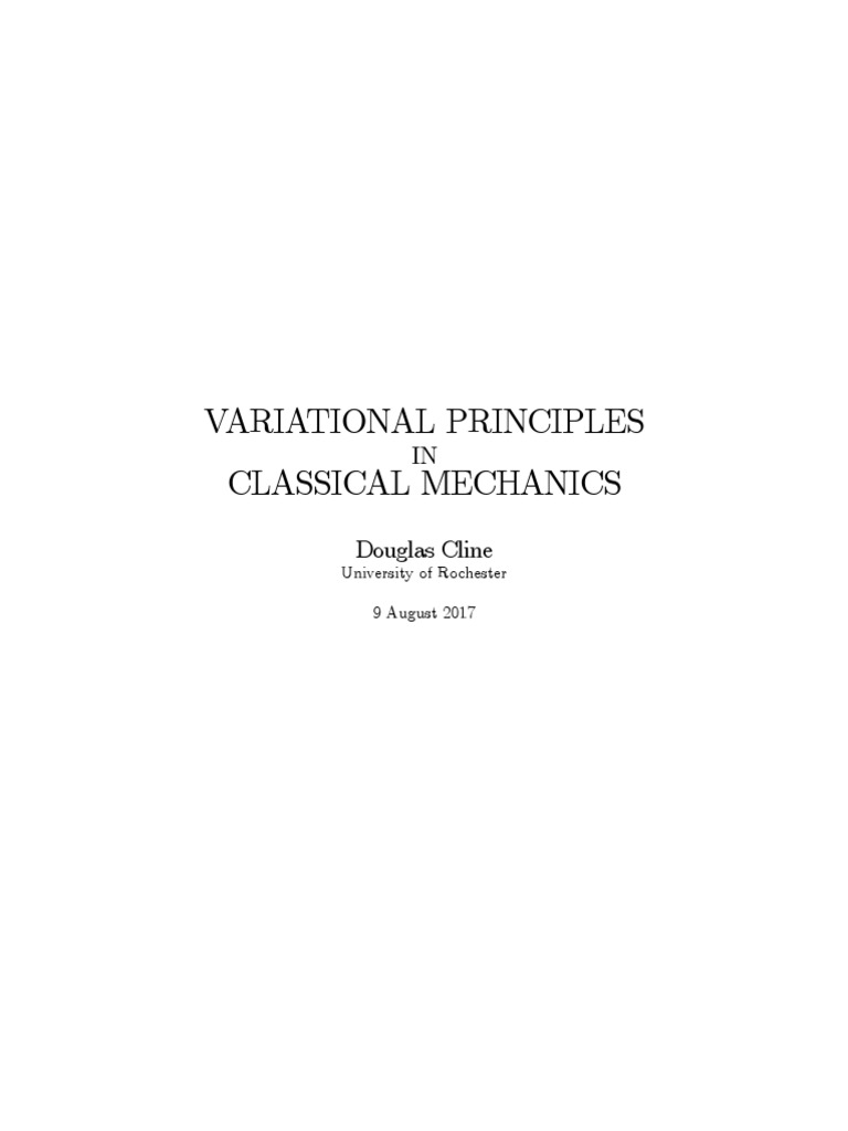 Variational Principles Classical Mechanics | PDF | Mathematical Physics | Force