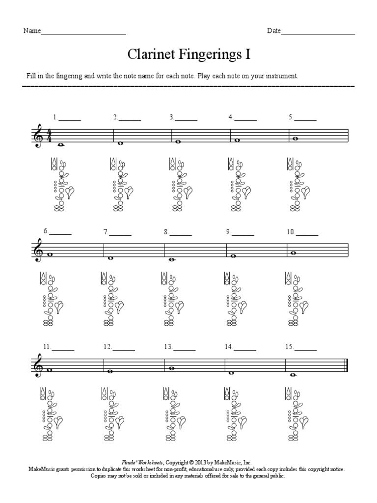 6606 Clarinet Fingering Worksheet 1 | PDF | Intellectual Works | Social ...