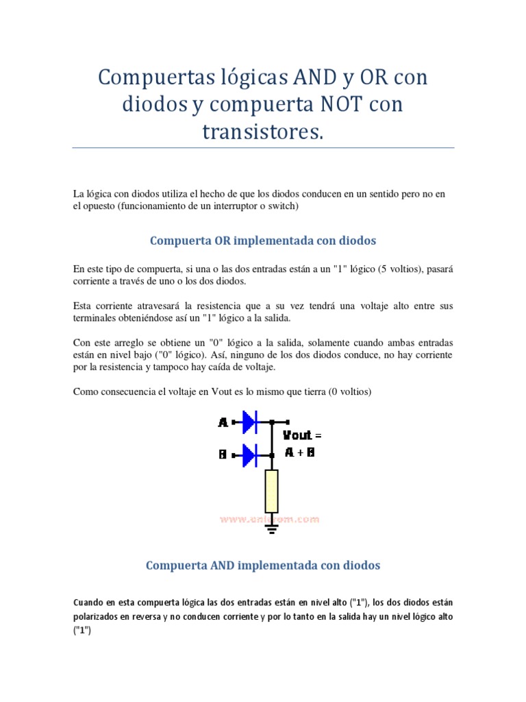 Compuertas Lgicas and y or Con Diodos y Compuerta Not Con Transistores ...