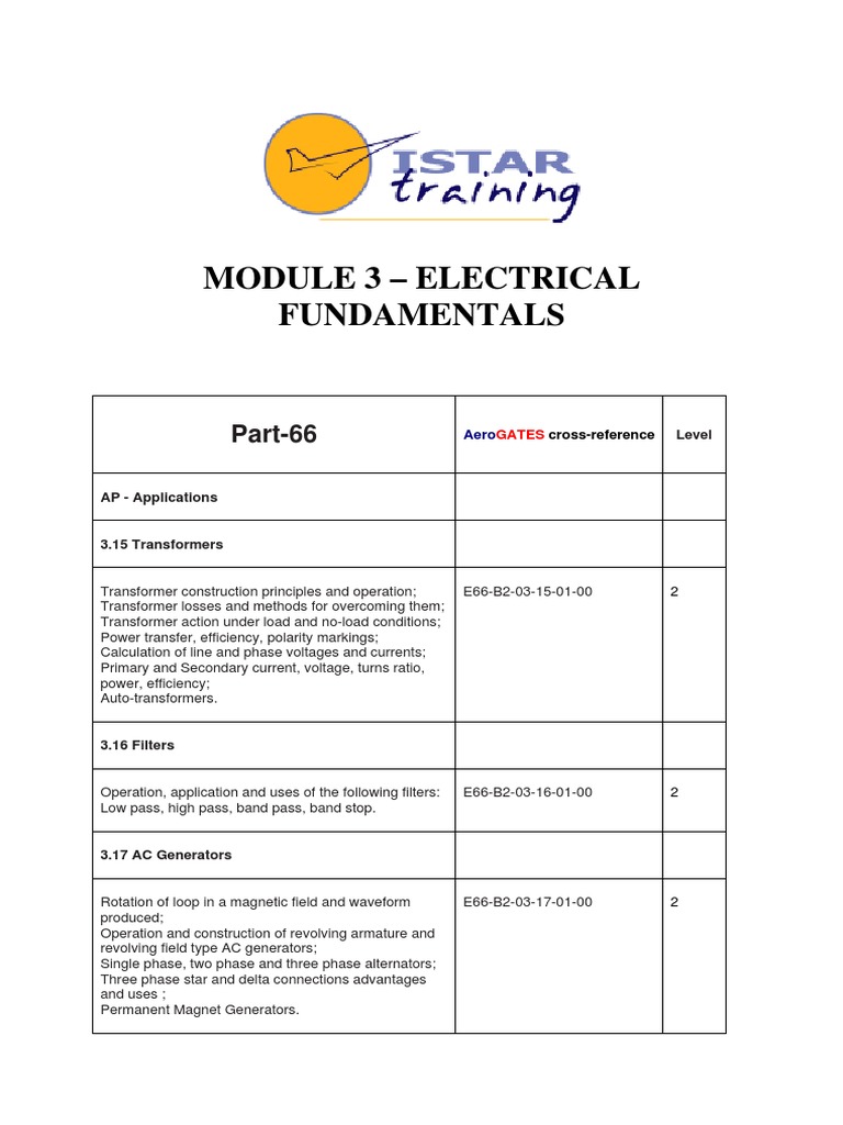 Module 3 - Electrical Fundamentals: Part-66 | PDF | Technology & Engineering