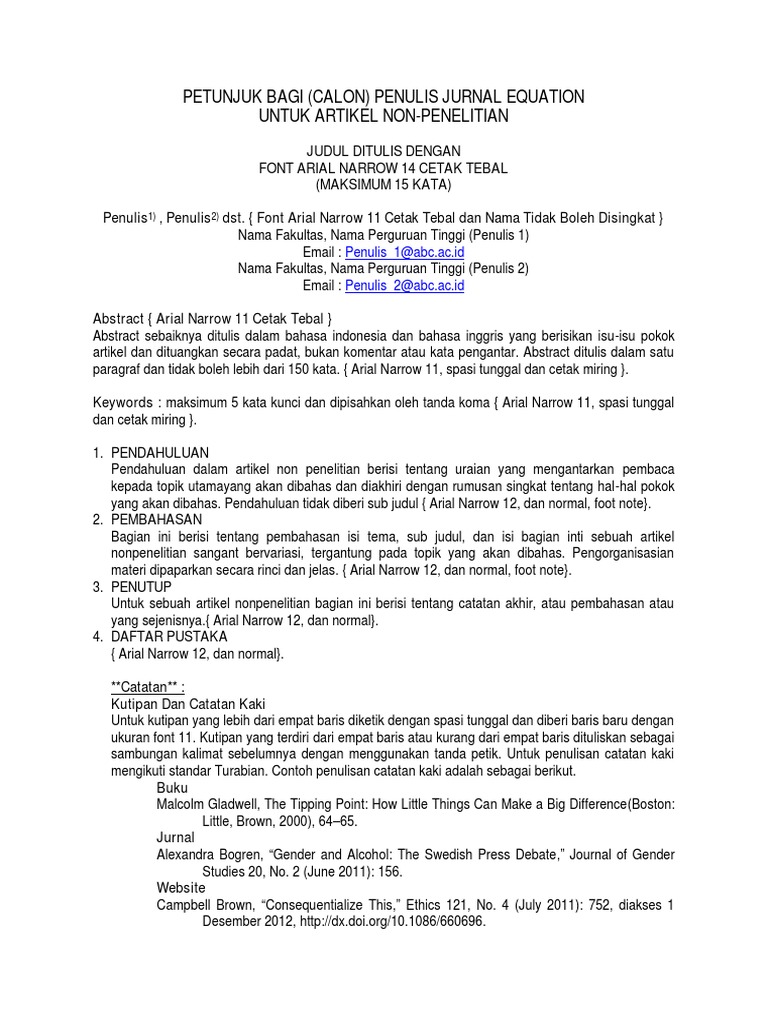 Aturan Penulisan Jurnal Equation | PDF