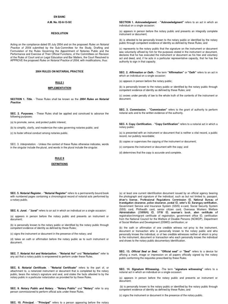 2004 Rules On Notarial Practice | PDF | Notary Public | Signature