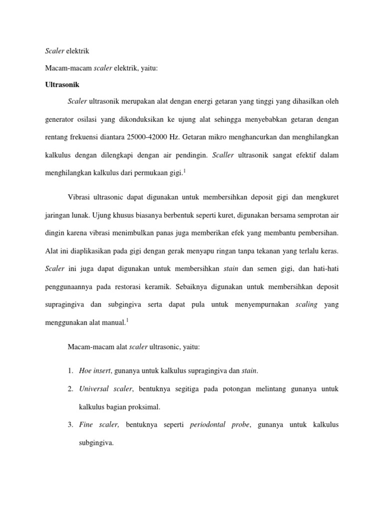 Jenis-Jenis Scaler Elektrik untuk Gigi | PDF