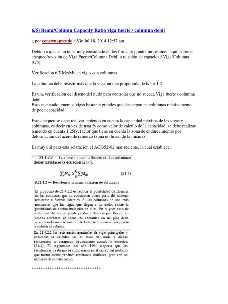 6 5 Beam Column Capacity Ratio Viga Fuerte Columna Debil | PDF | Doblar ...