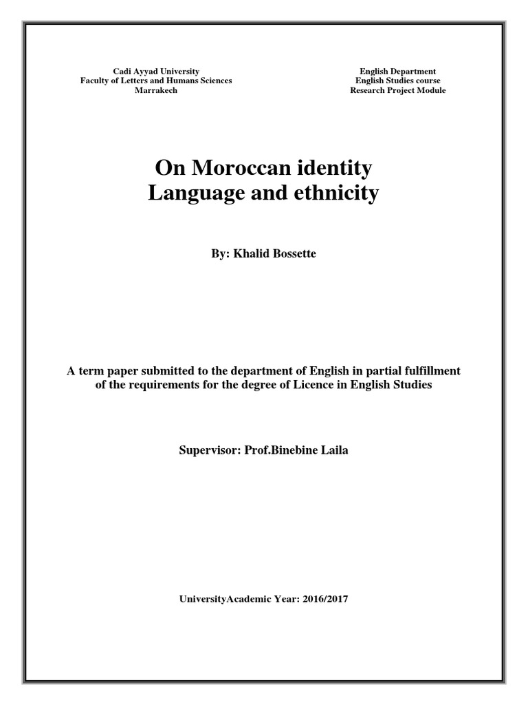 Understanding Moroccan Identity and Ethnicity | PDF | Berbers ...