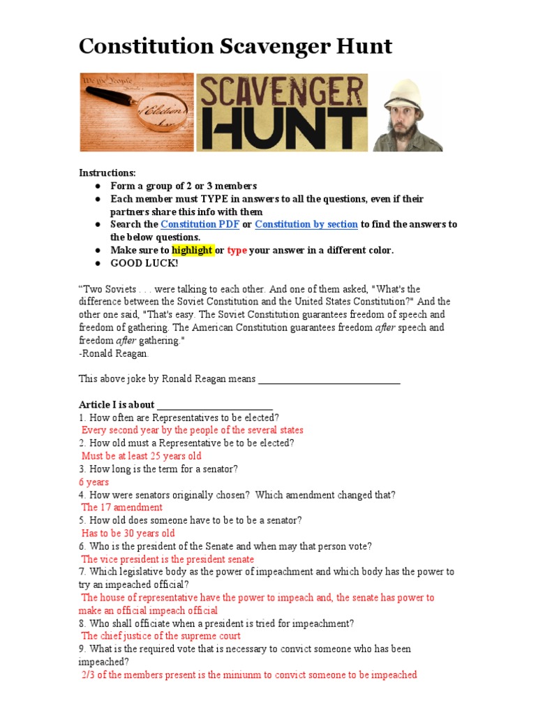 Jimmy Sanchez - Constititution Scavenger Hunt | PDF | United States ...