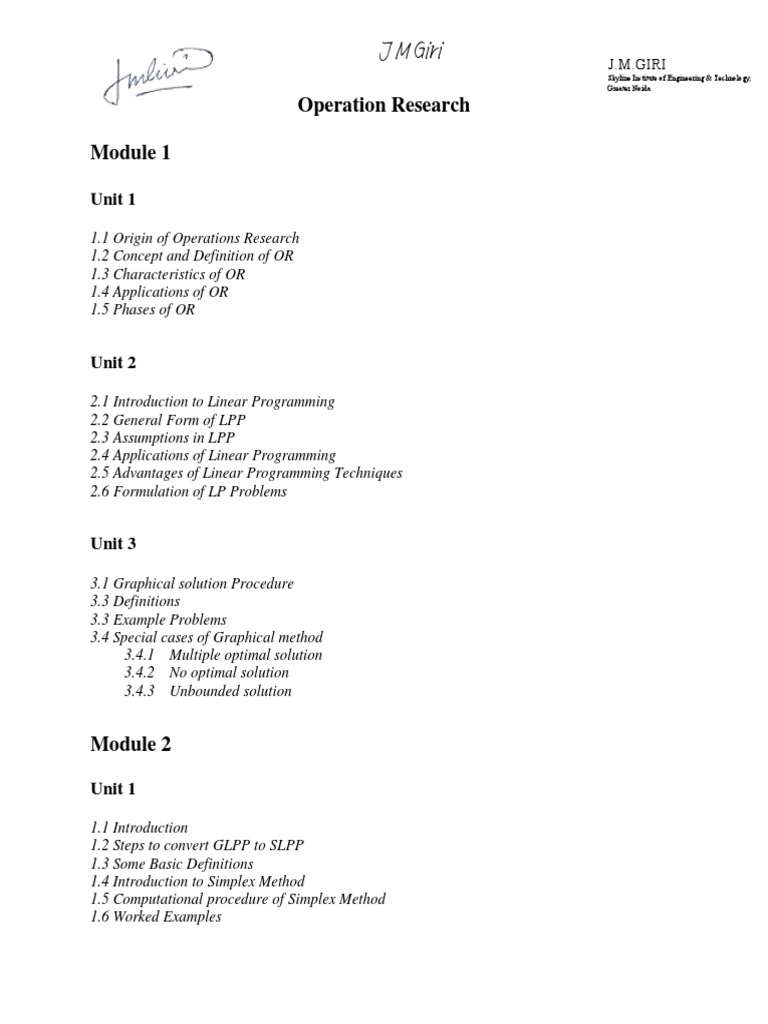 Overview of Operations Research Concepts | PDF | Mathematical ...
