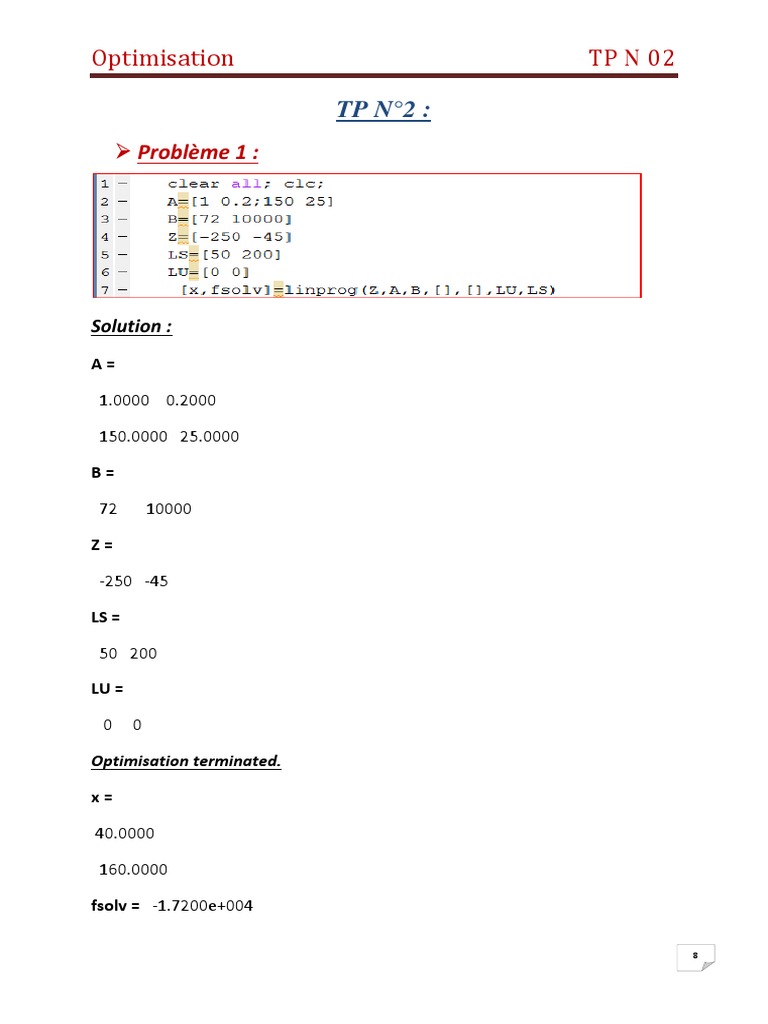 Optimisation TP N 02 | PDF