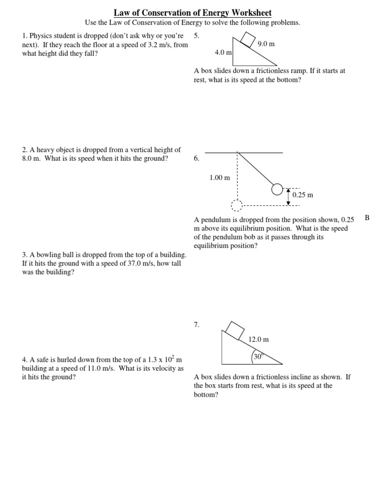 Worksheet - 4 - Law of Conservation of Energy | PDF | Physical ...