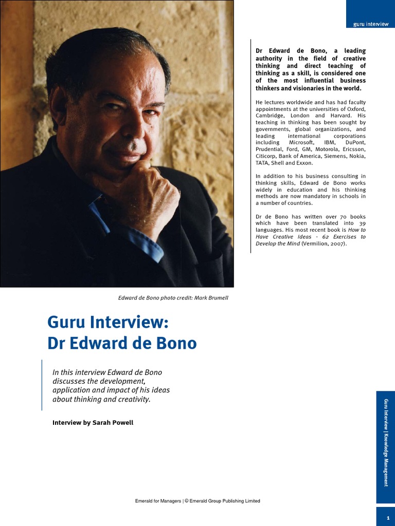 Guru Interview: DR Edward de Bono | PDF | Creativity | Thought