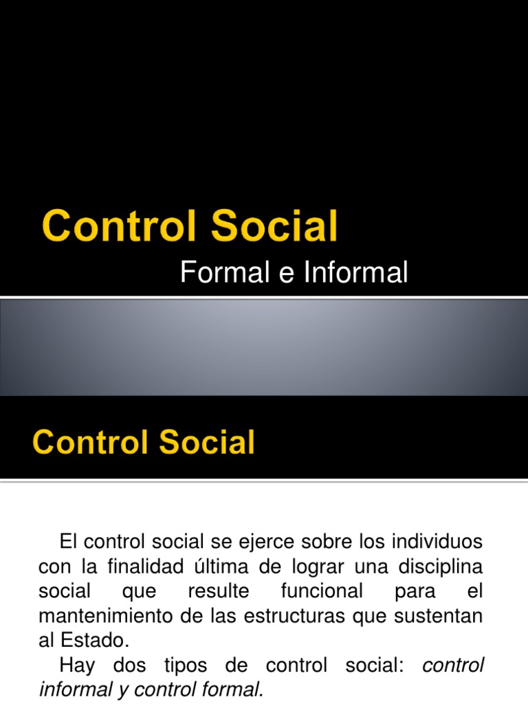 Tipos de Control Social: Formal e Informal | PDF | Criminología | Familia