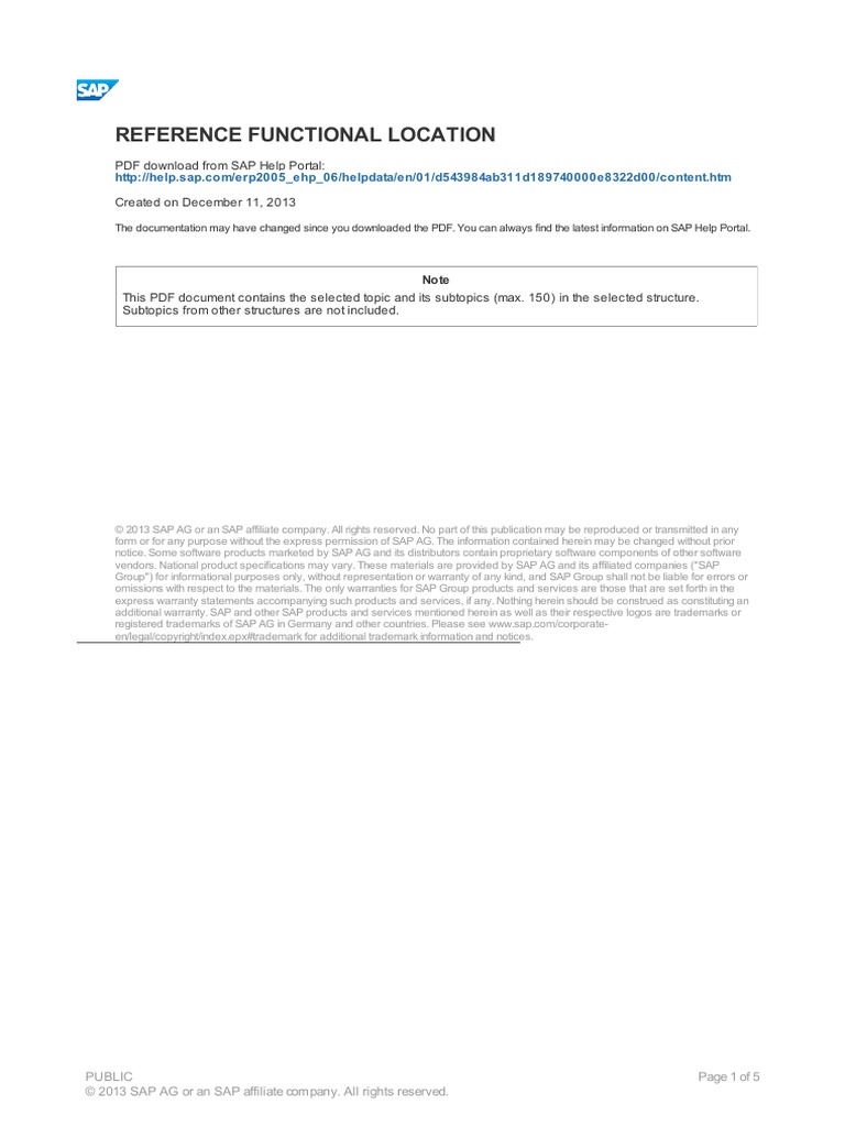 Reference Functional Location: PDF Download From SAP Help Portal ...