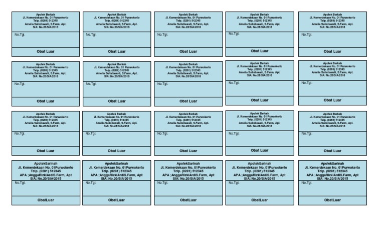 1 - Etiket (Etiket Obat Luar) - 1 Amel | PDF