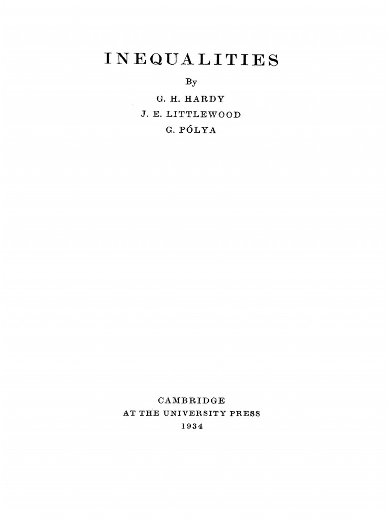 Inequalities Hardy Littlewood Polya PDF | PDF