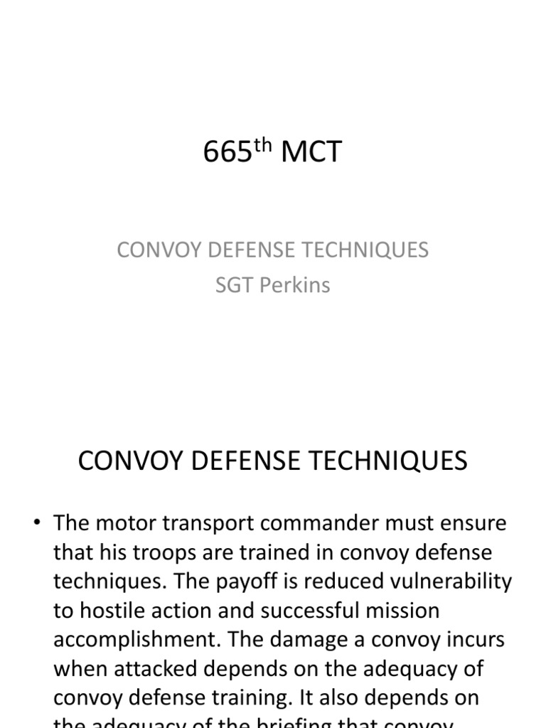 Convoy Defense Techniques SGT Perkins | PDF | Ambush | Reconnaissance