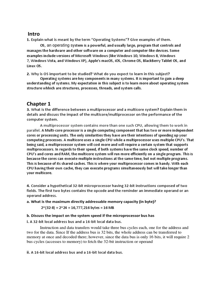 Assignment Operating System Pdf Multi Core Processor Thread Computing 