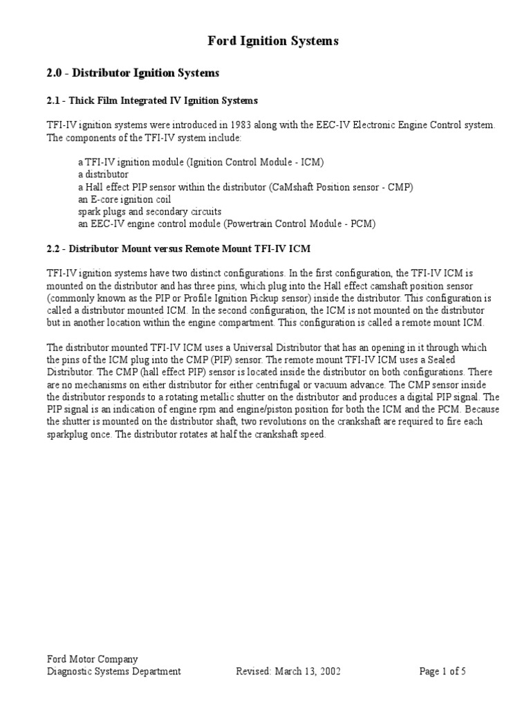 Ford Ignition Tfi Edit | PDF | Distributor | Ignition System