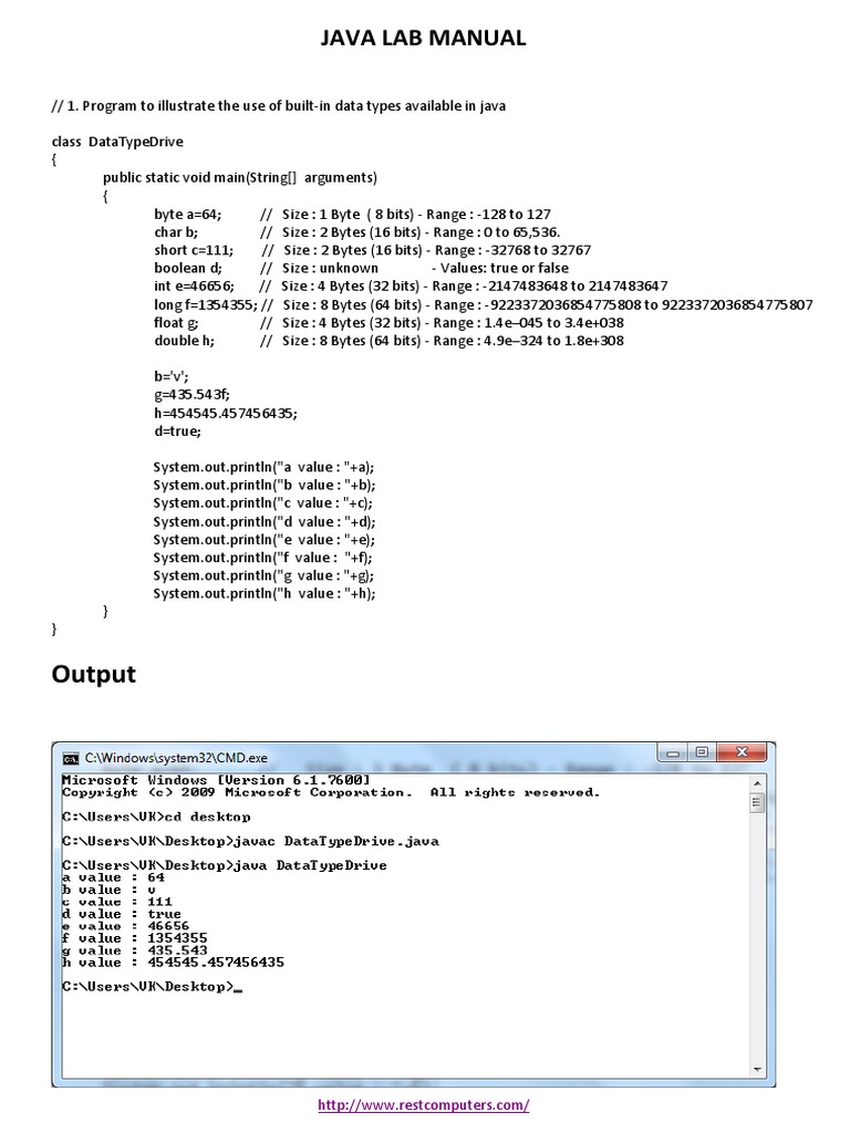 Java Lab Pdf Boolean Data Type Inheritance Object Oriented