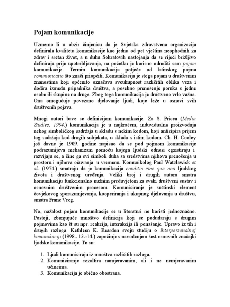 Pojam Komunikacije | PDF