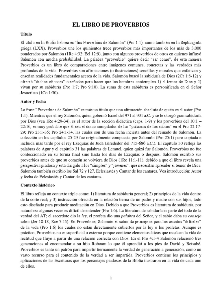 El libro de los Proverbios explicado | PDF | Libro de proverbios | Solomons